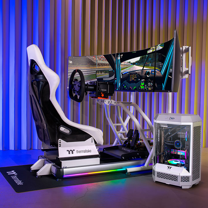 Triple Racing Monitor Stand Snow – Thermaltake USA